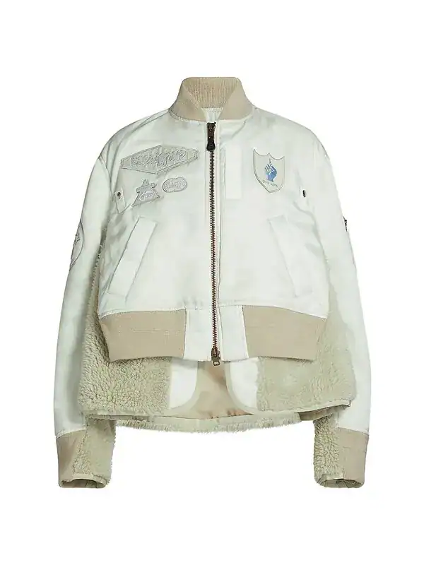 Sacai X Spiewak Gonz Sherpa Bomber Jacket - Light Gray | Editorialist
